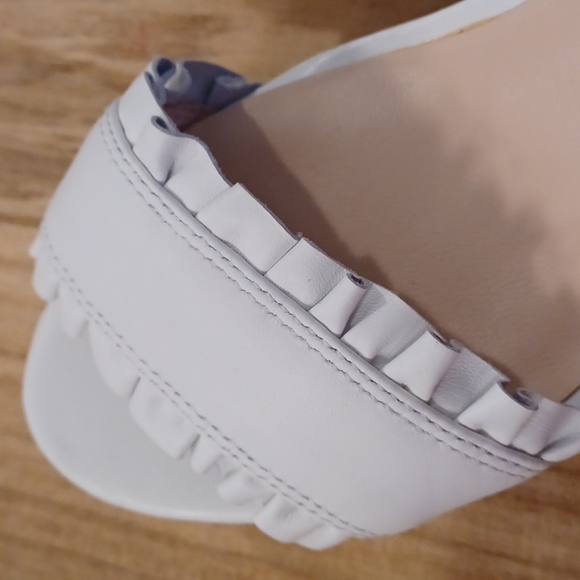 kate spade | Shoes | New Kate Spade Thomas White Leather Ruffle Cork ...